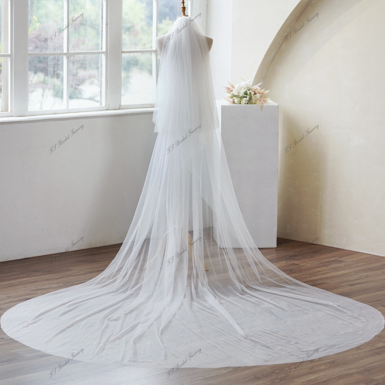 137 Inch Plain Wedding Veils