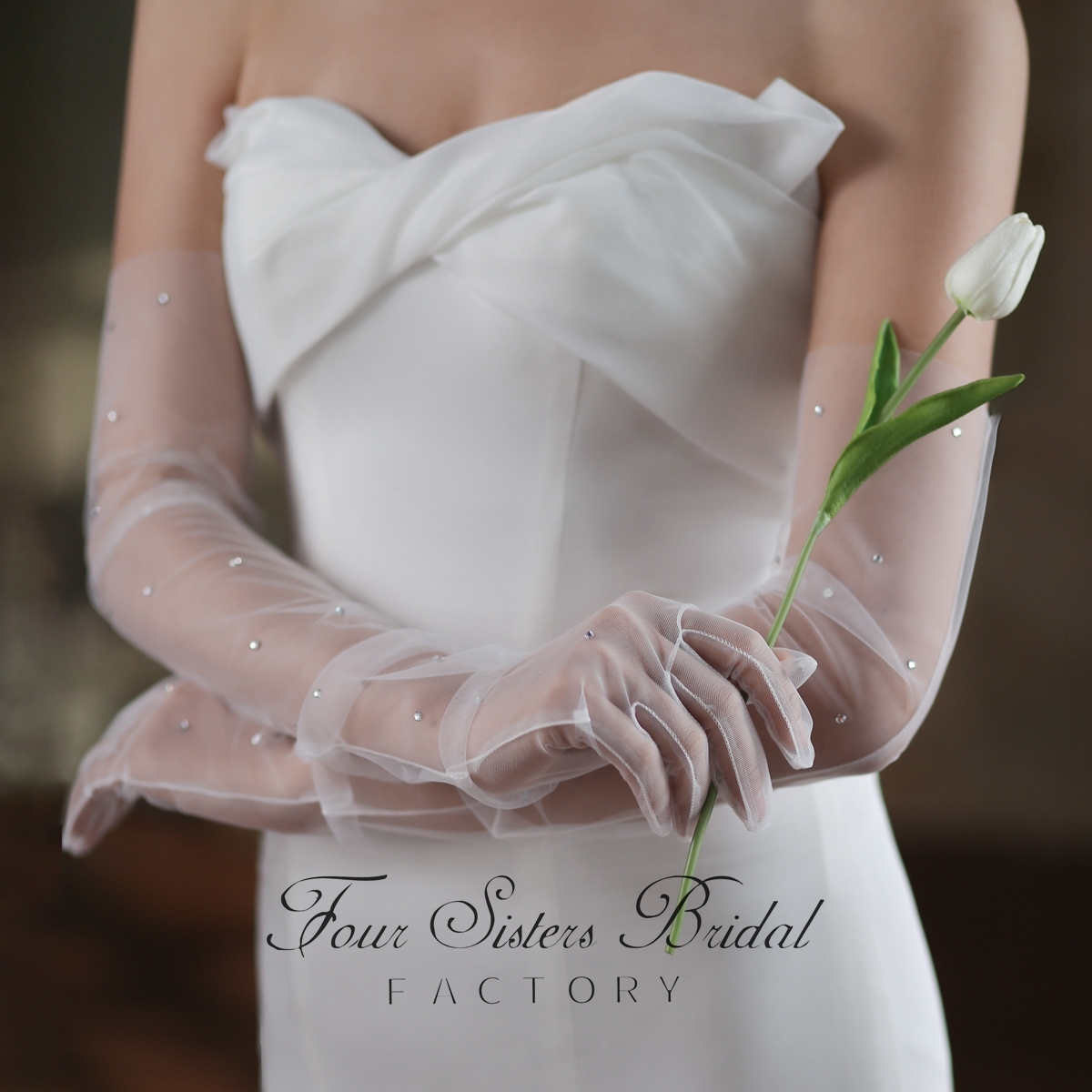 Beading Tulle Gloves