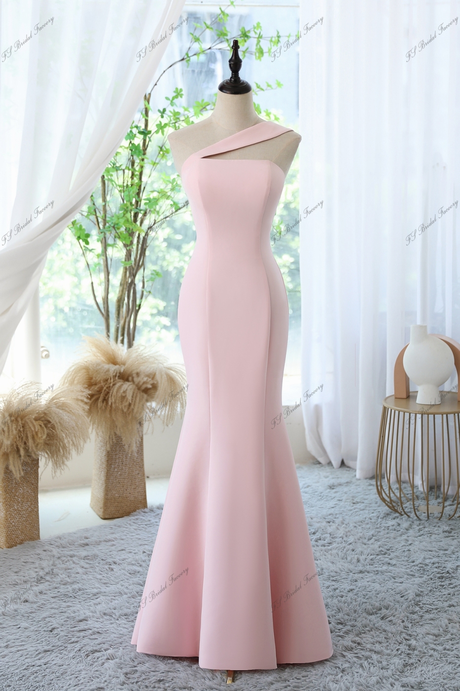 Fit And Flare Stretch Crepe Prom Gown With One Shoulder