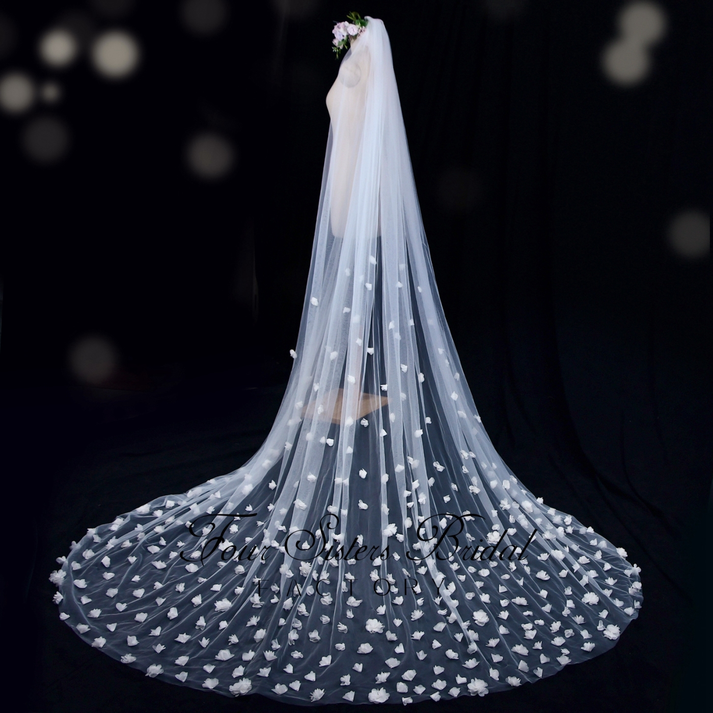 3D Flowers Bridal Veil
