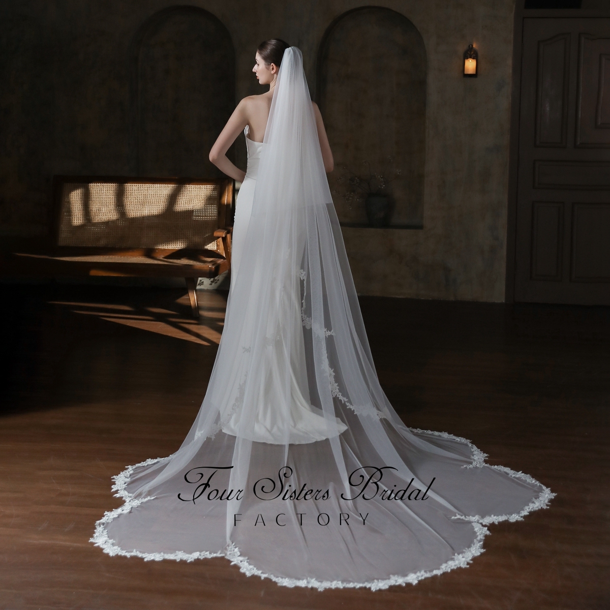 108 Inches Two Layers Lace Wedding Veil