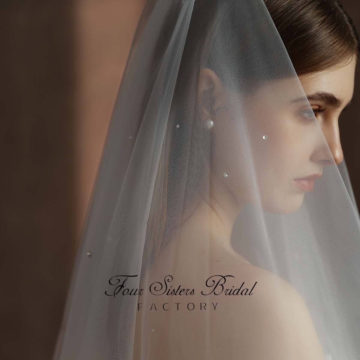51 Inches Two Layers Beading Wedding Veil