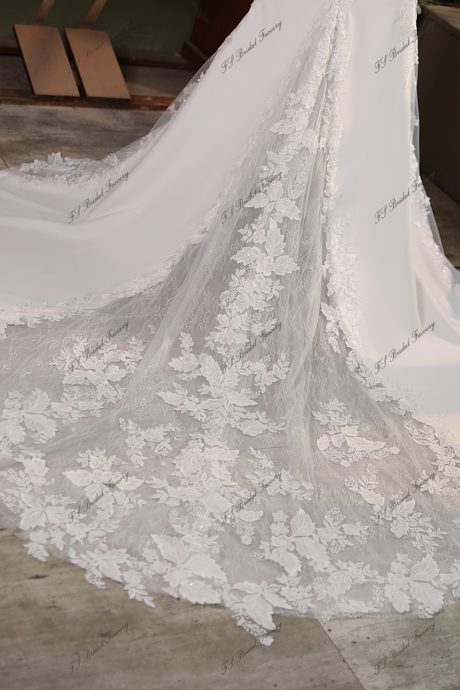 Crepe Mermaid Bridal Dress With Insert Lace