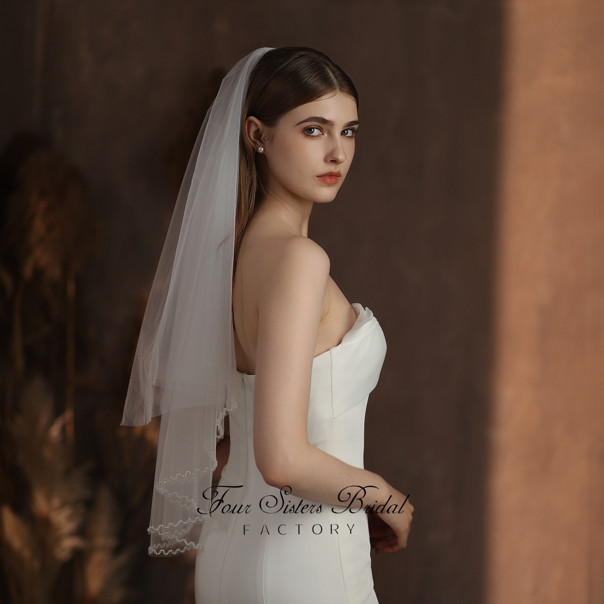 Two Layers Heavy Beading Veils