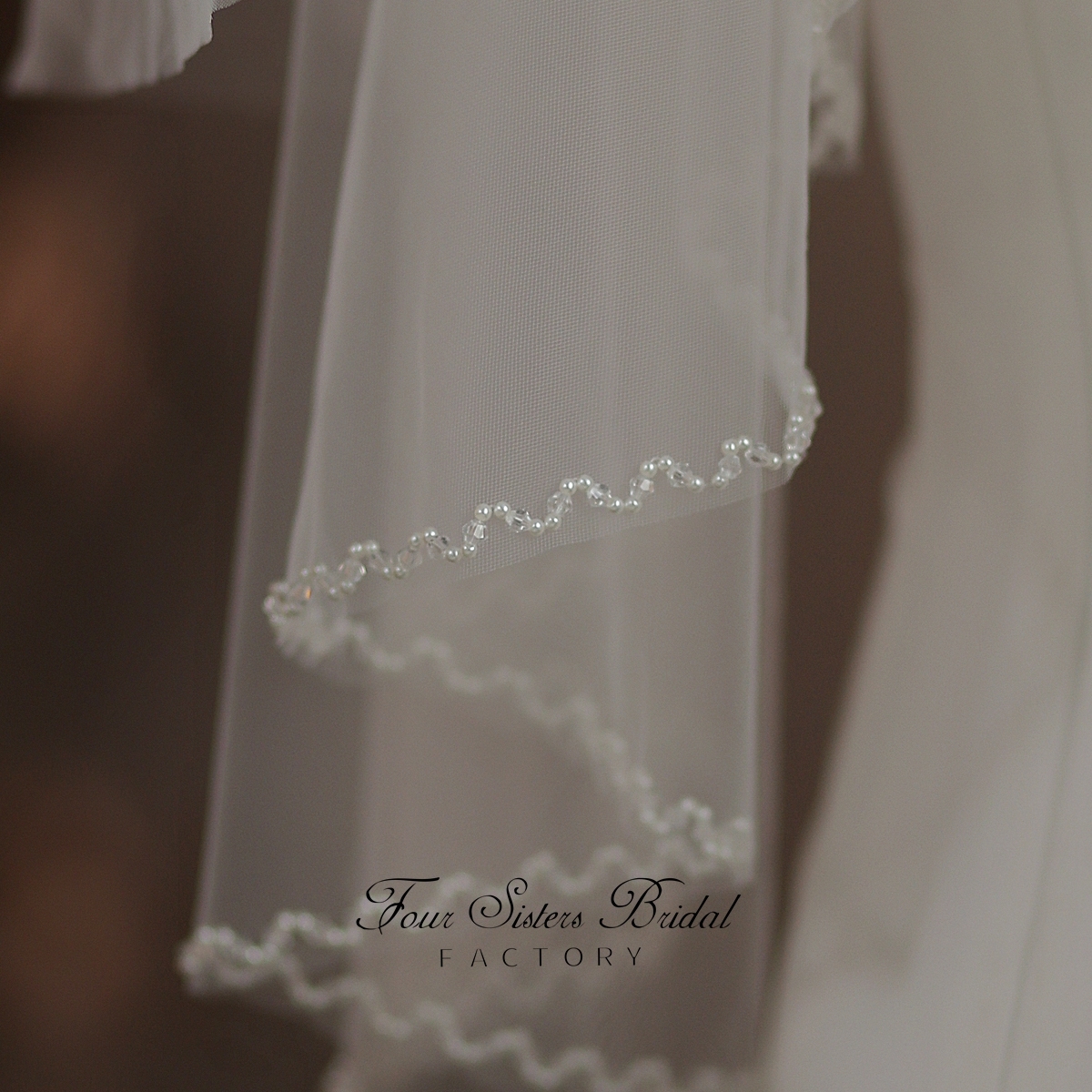 Two Layers Heavy Beading Veils