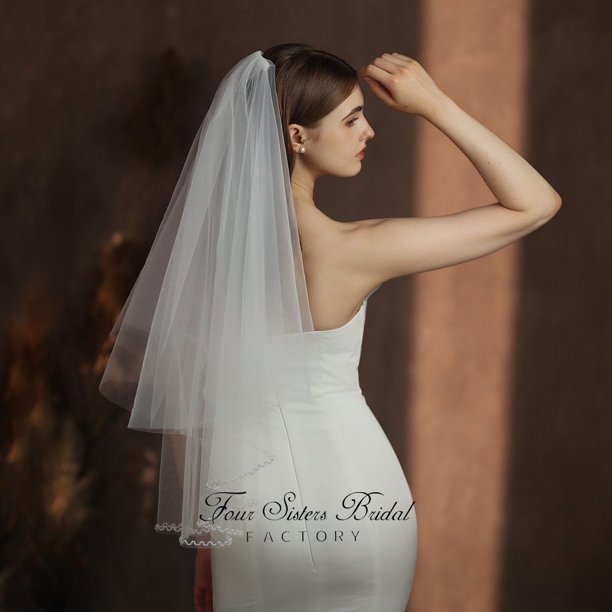 Two Layers Heavy Beading Veils