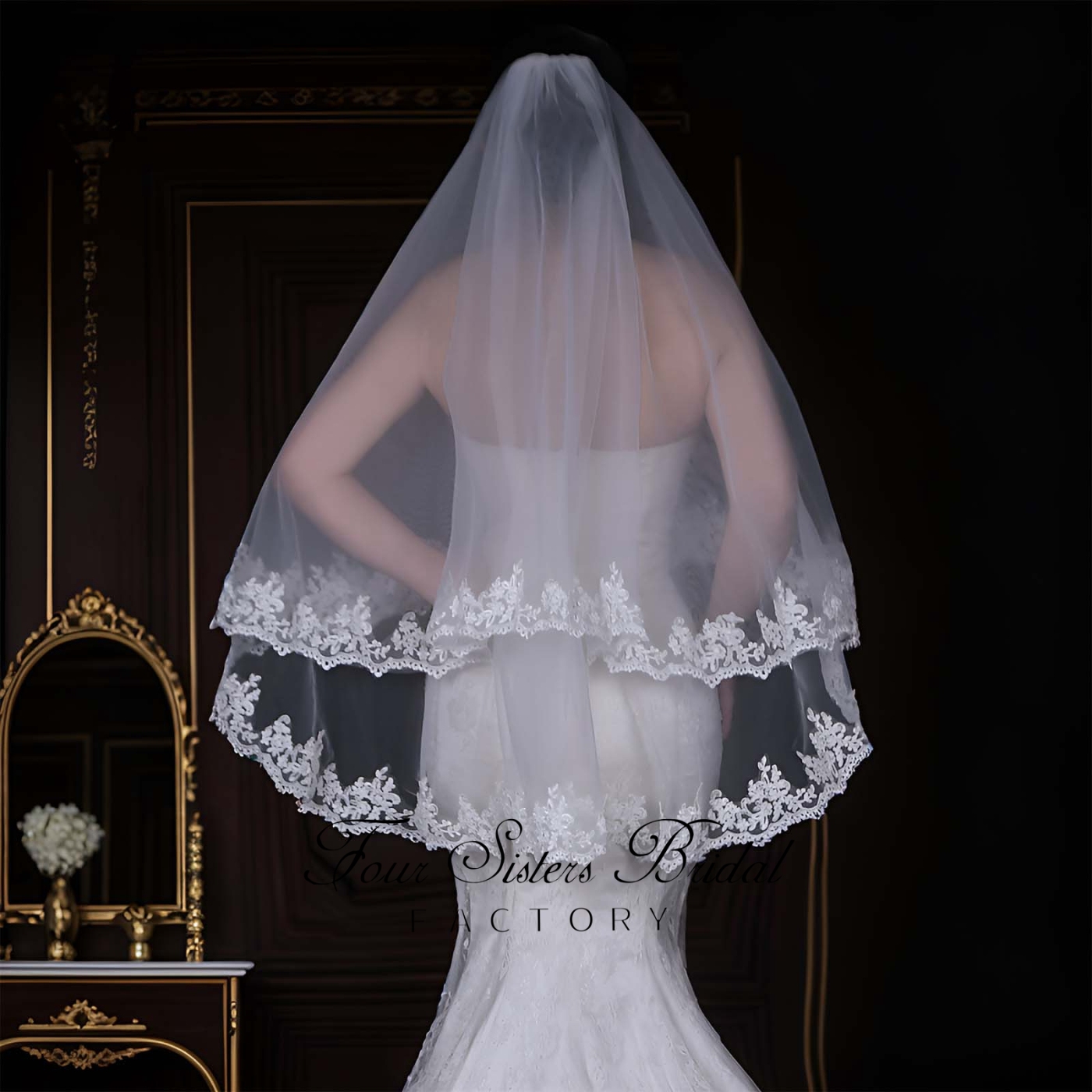 Double Layers Lace Edge Bridal Veils