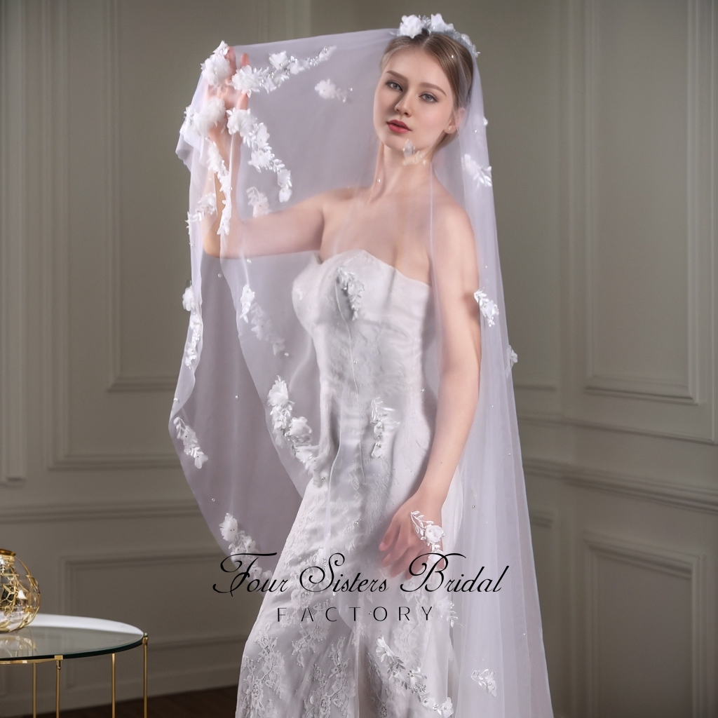 3D Flowers Bridal Veils