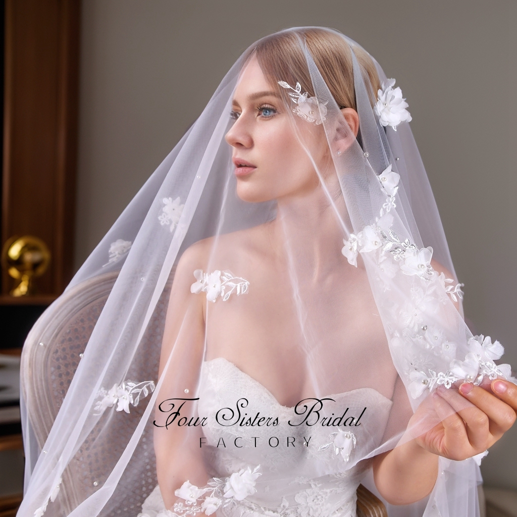 3D Flowers Bridal Veils