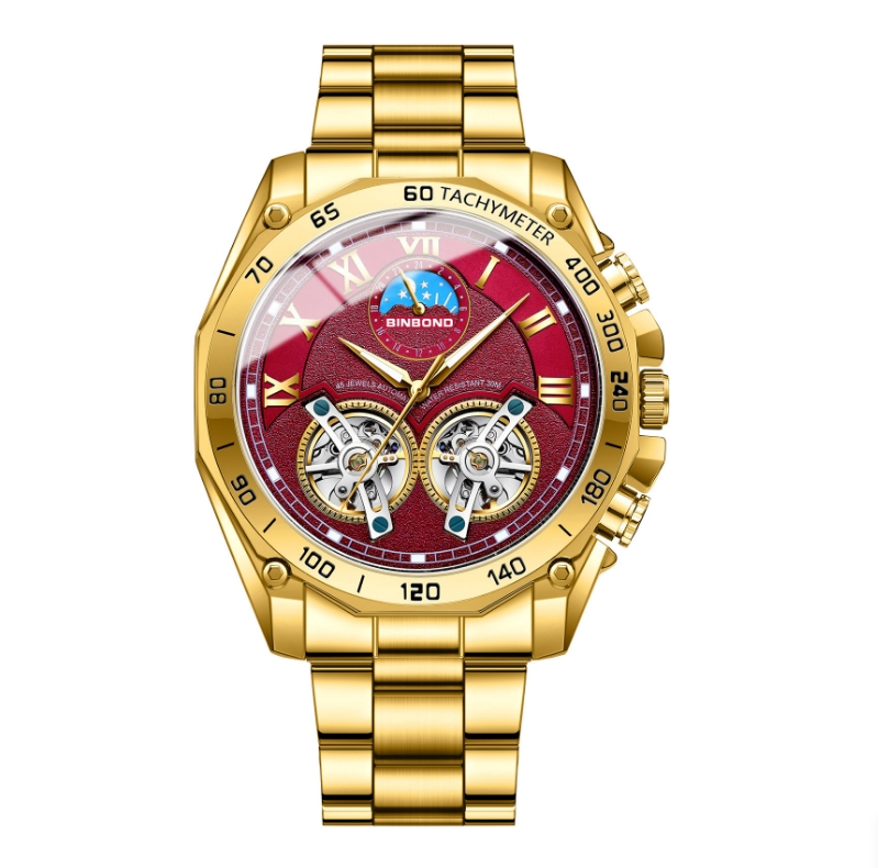 Men's fashion hollow multi-functional watch glow-in-the-dark waterproof ...