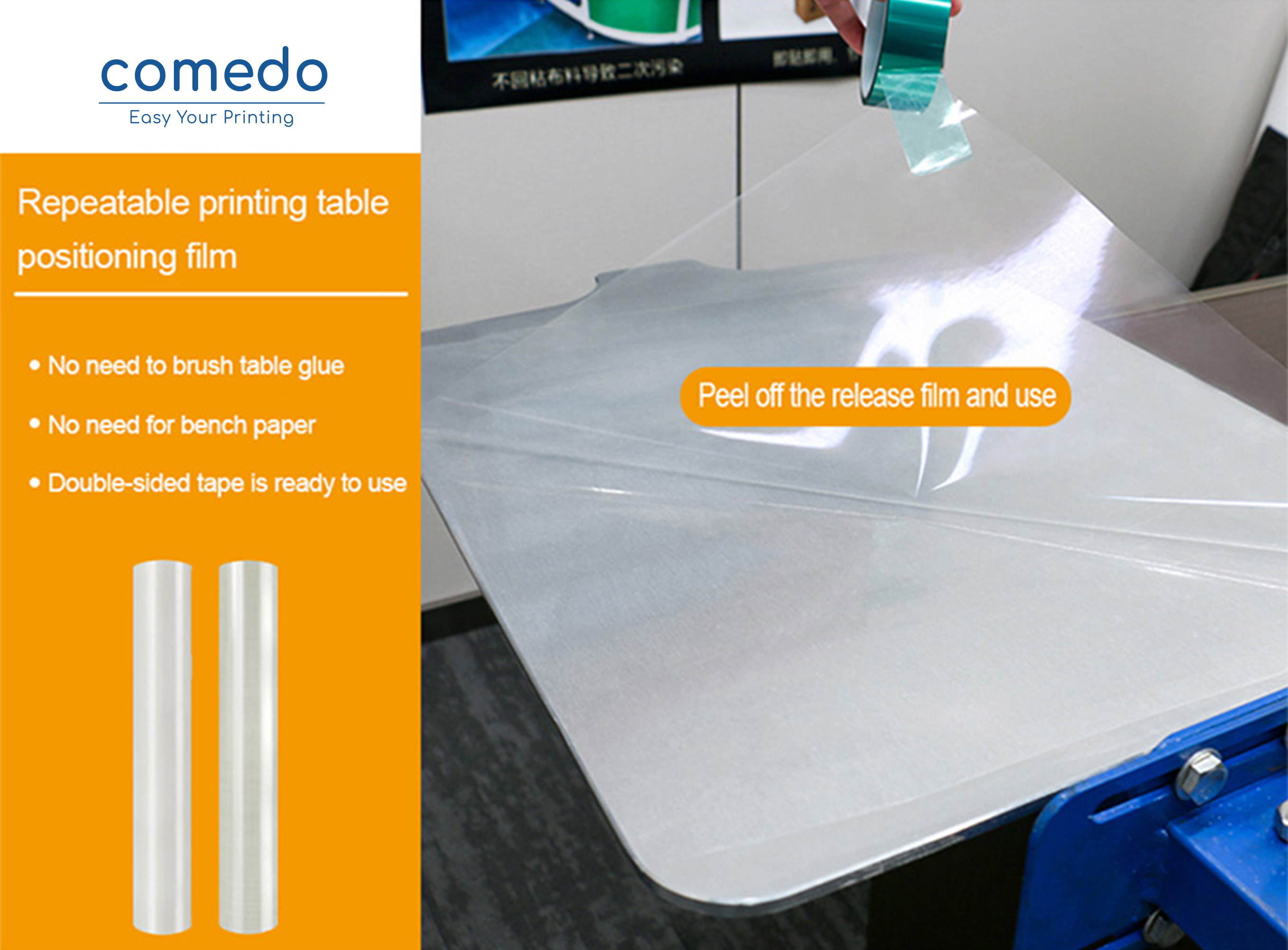 Printed positioning double sided plate film