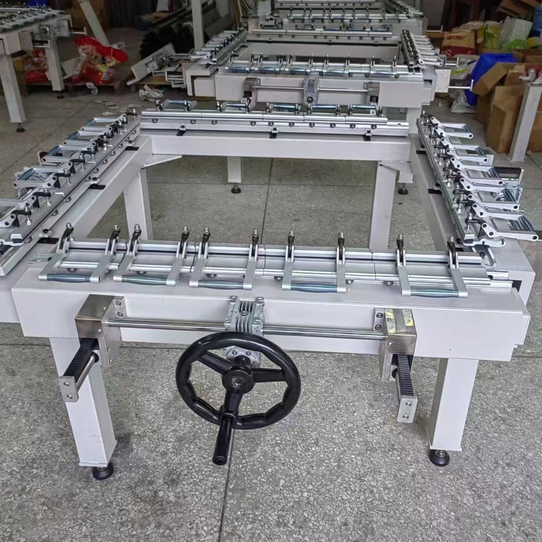 Pneumatic turbin type double & single clamp screen mesh stretching machine