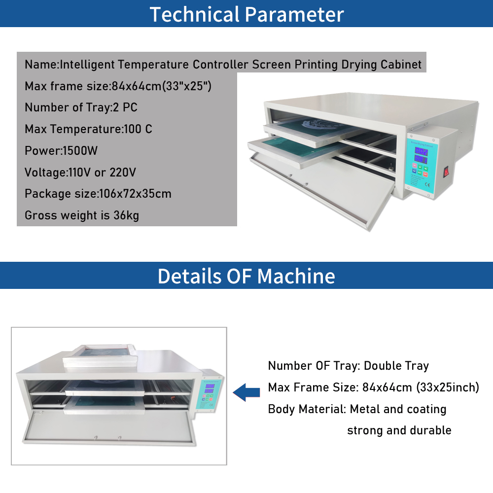 2 Trays Screen Drying Cabinet 24x32''