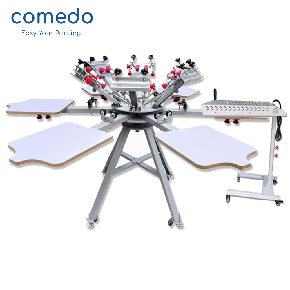 Manual rotary screen printing machine with micro regstration 404 606 808