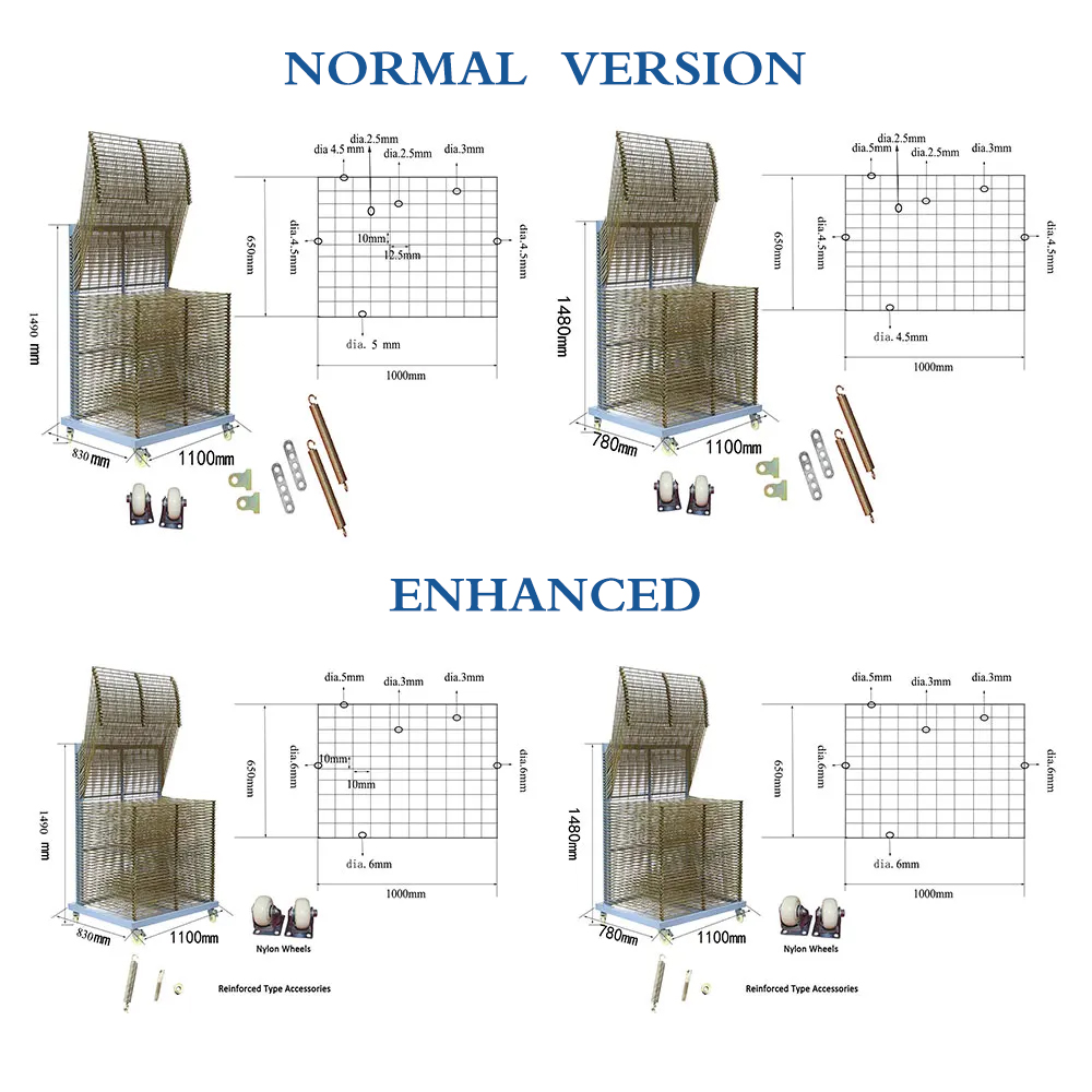 Screen printing drying racks