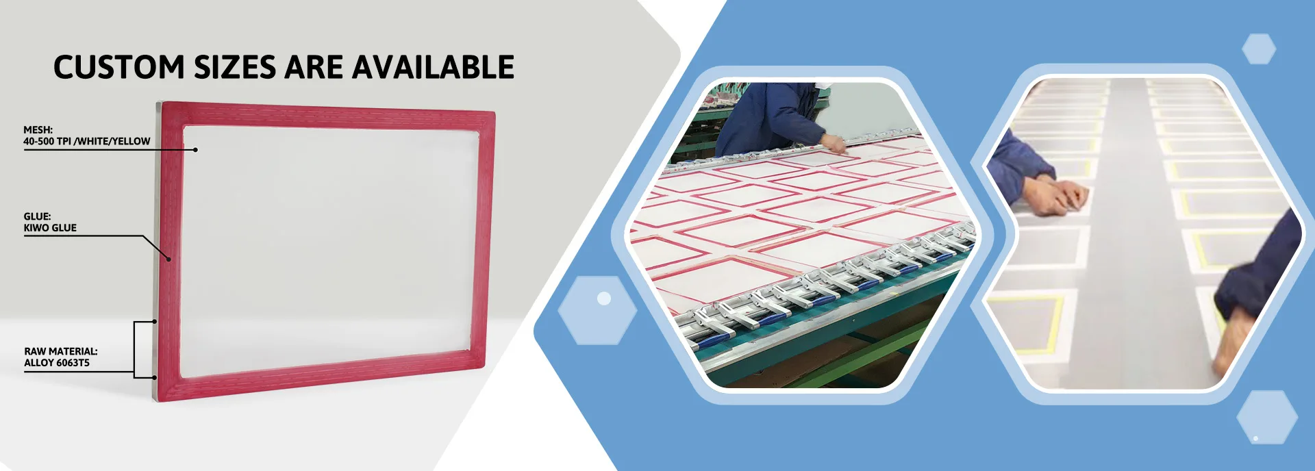Comedo pre-stretched silk screen frame with 90/110/120 mesh