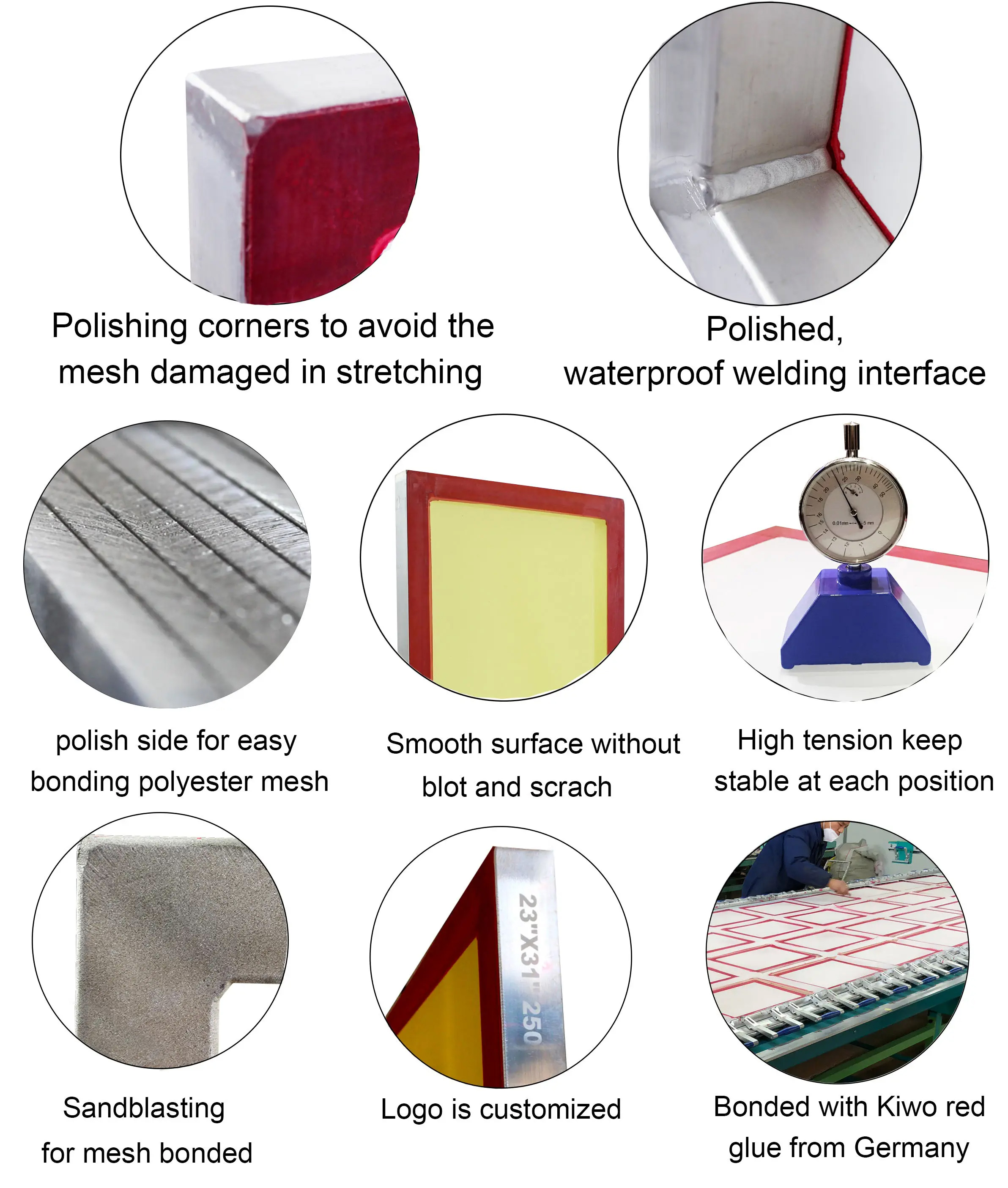 Comedo pre-stretched silk screen frame with 90/110/120 mesh