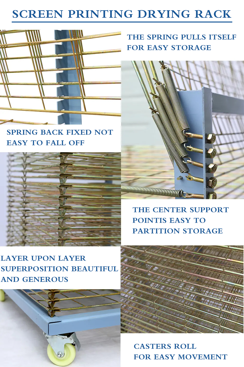 Screen printing drying racks