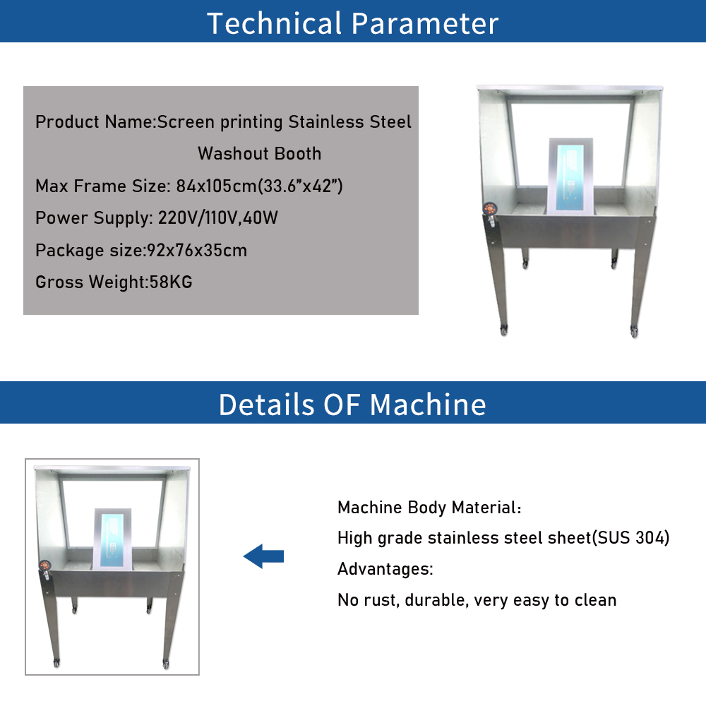Screen printing Stainless steel screen washout booth