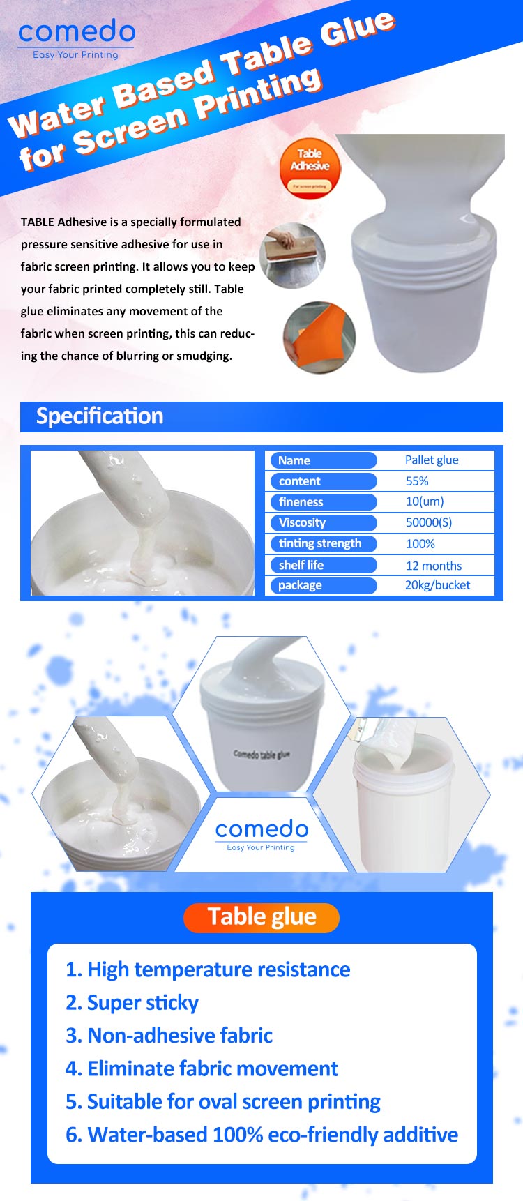 Water Based Table Glue Pallet Adhesive Table tack for Screen Printing