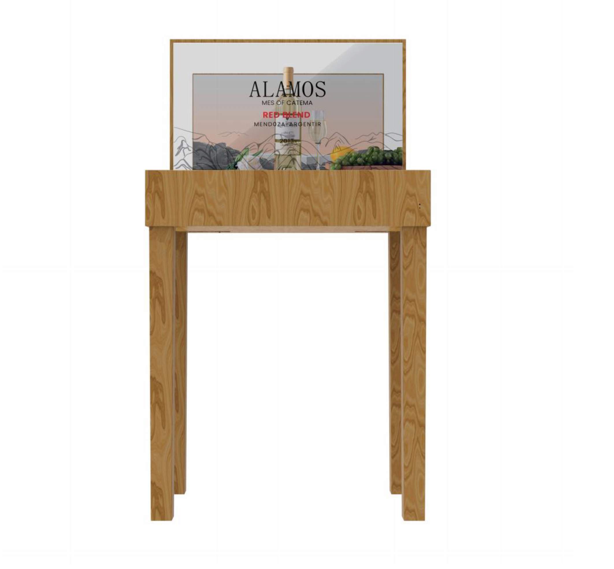 30-Inch Transparent OLED Screen High-end Red Wine Wooden Desk Display