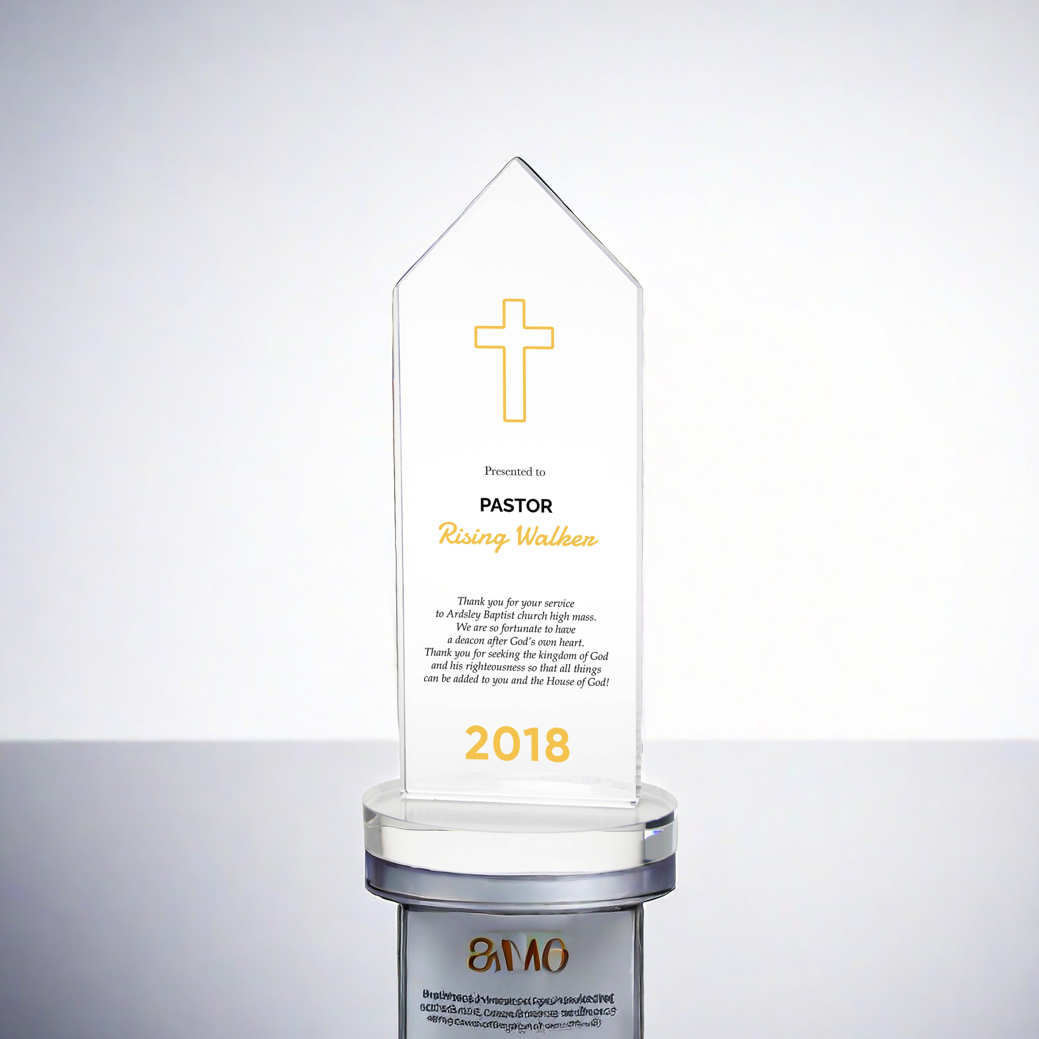 Unique Custom Crystal Gifts for Pastors Church High Mass Memorial Mementos