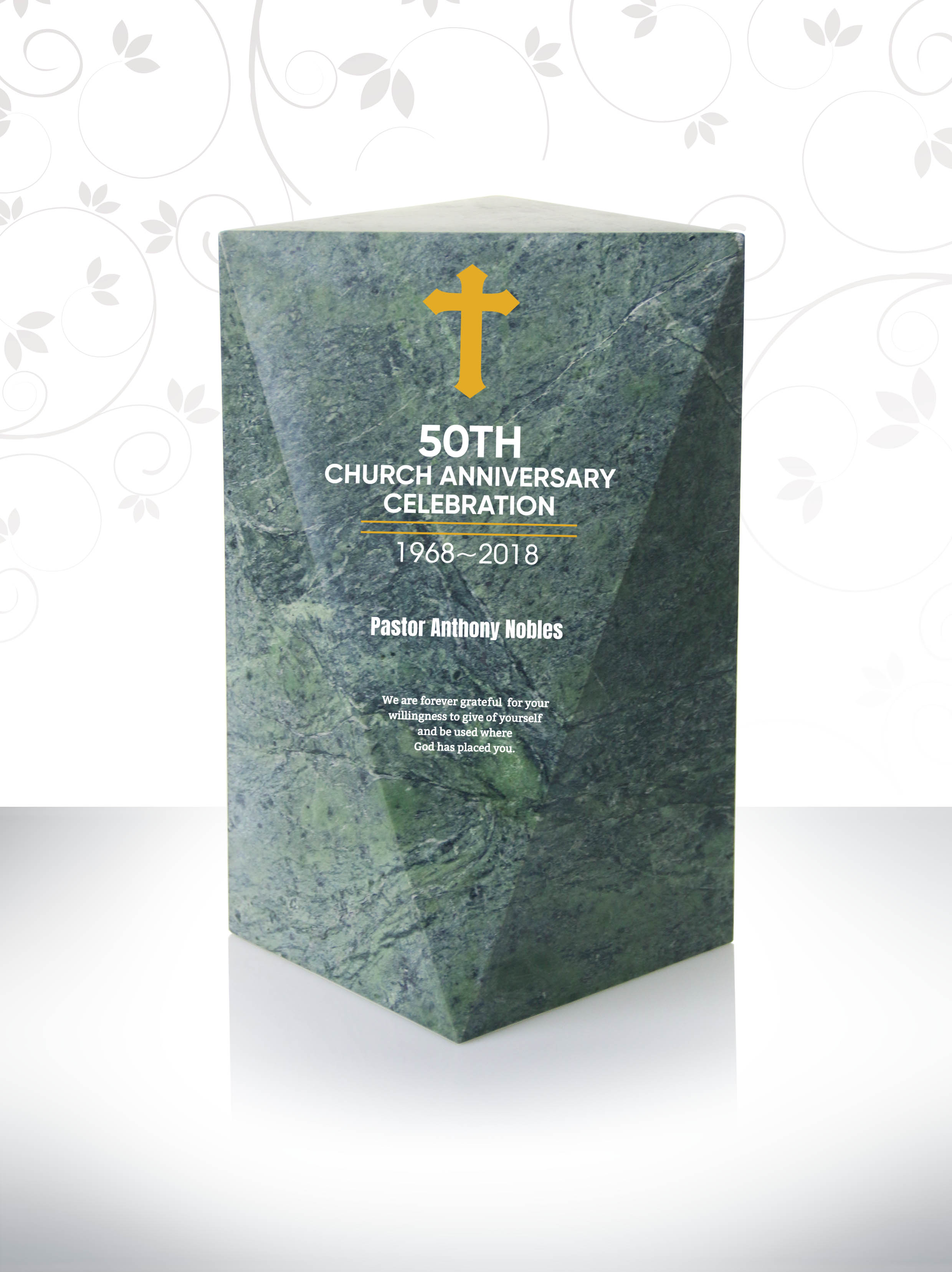 Marble Church Anniversary Recognition Awards Custom Thank You Pastor ...