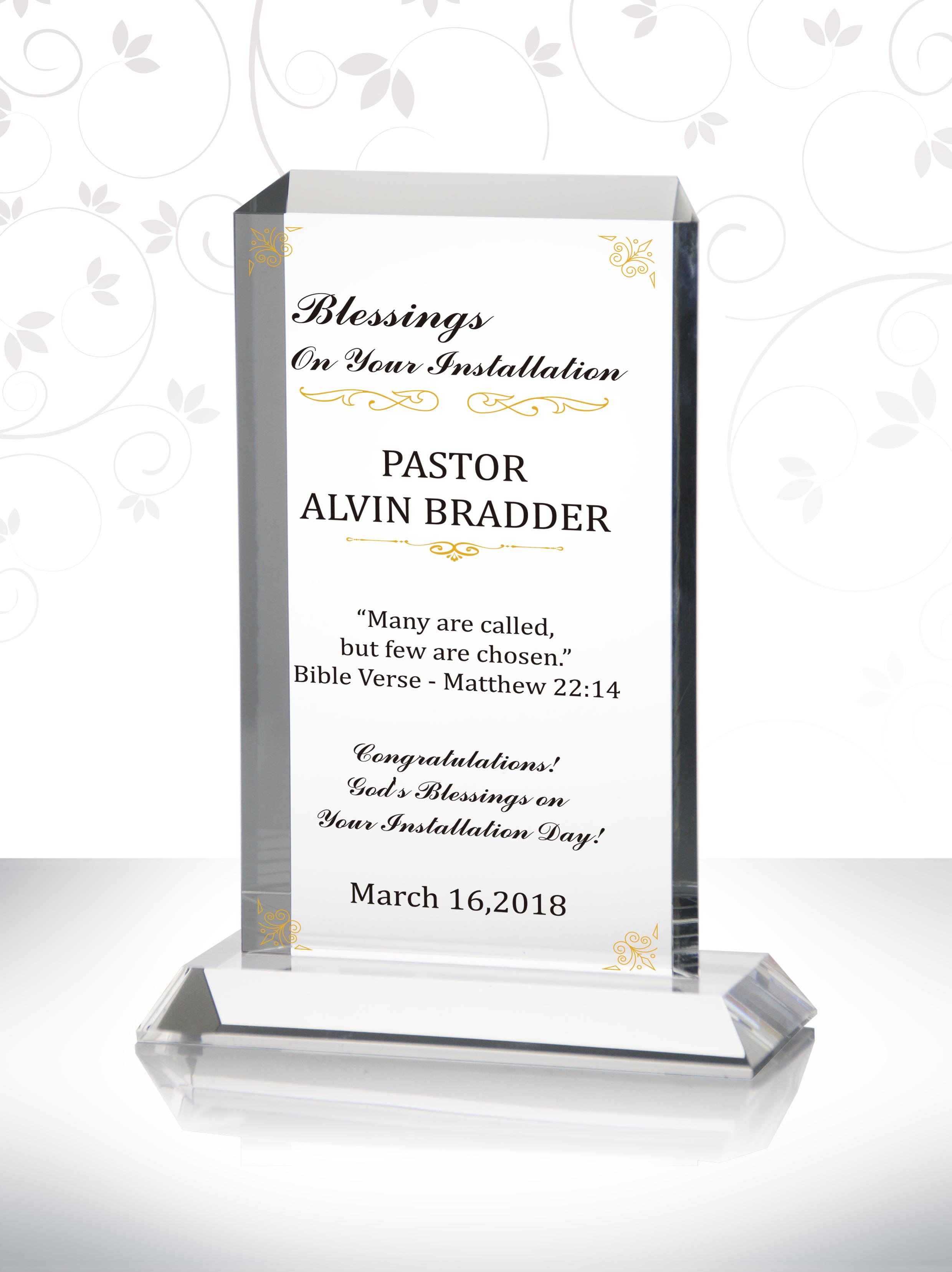 Custom Crystal Gifts for Pastor Installation 50th Anniversary Plaques ...