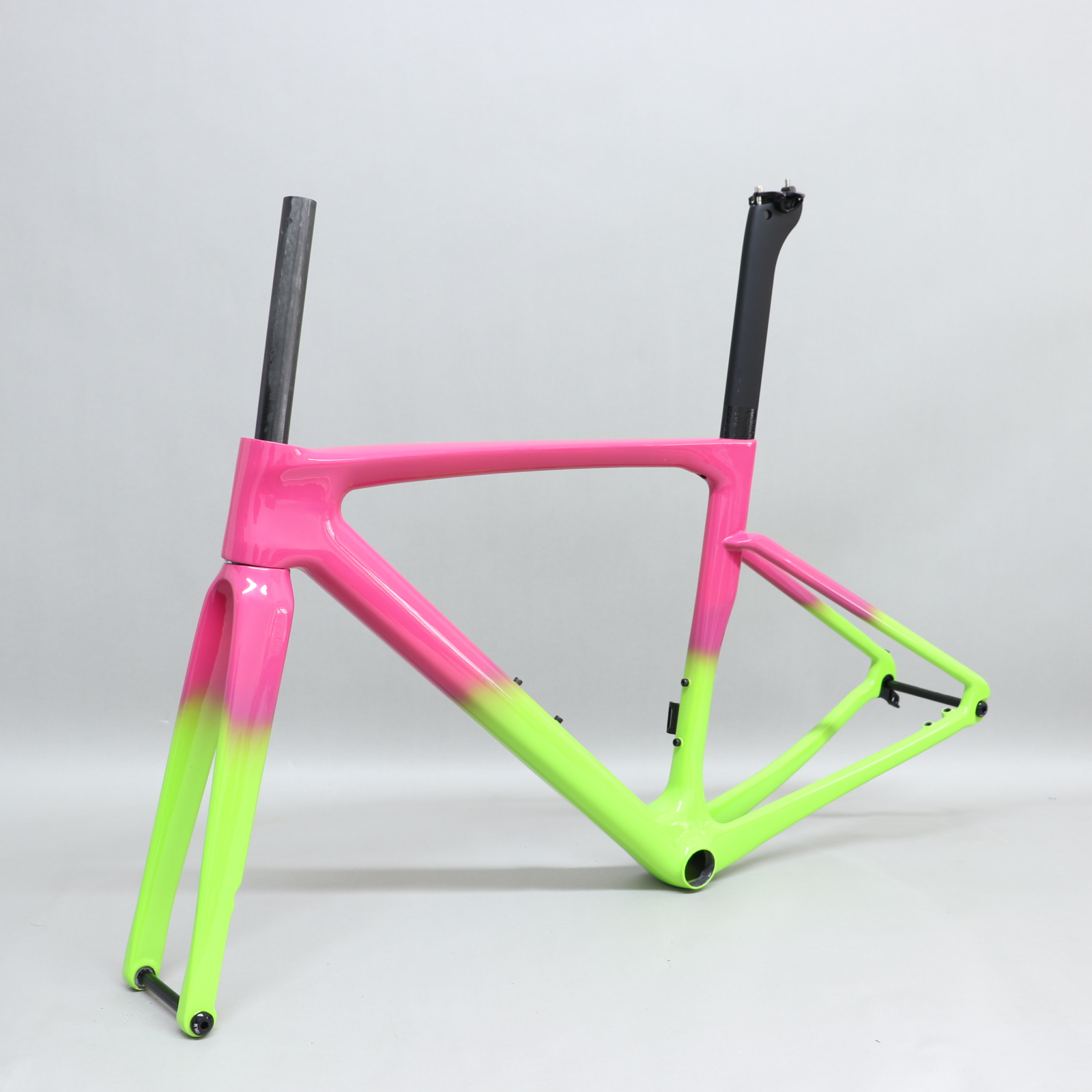 R 168 carbon road bike frame Pink & Neon Green Glossy Paint
