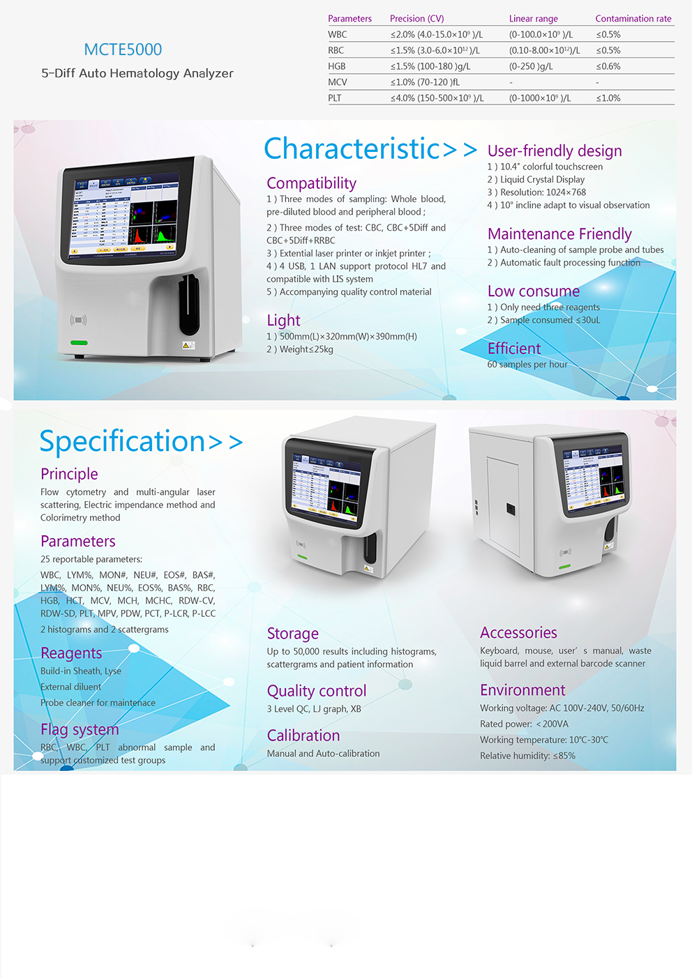 MCTE5000 5-Part Auto Hematology Analyzer