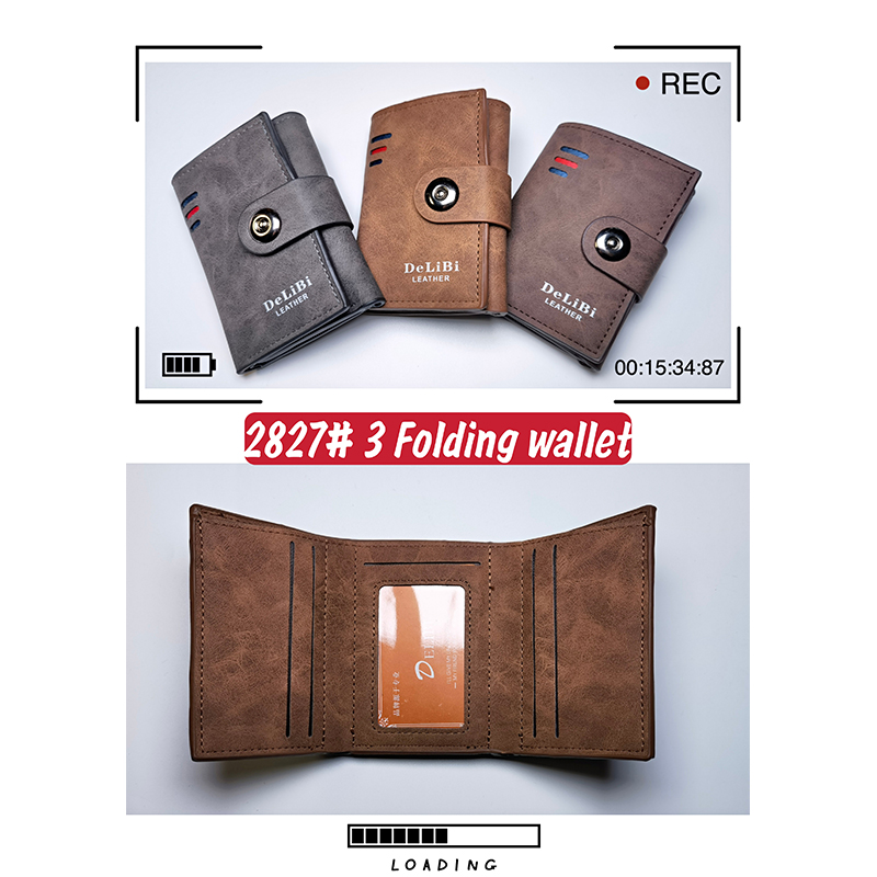 Men's three-fold pu wallet