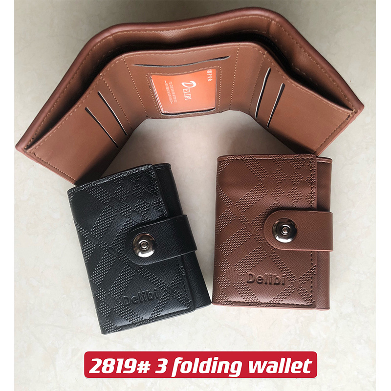 Men's PU triple fold wallet