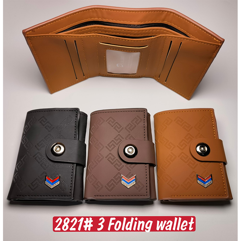 Men's PU triple fold wallet