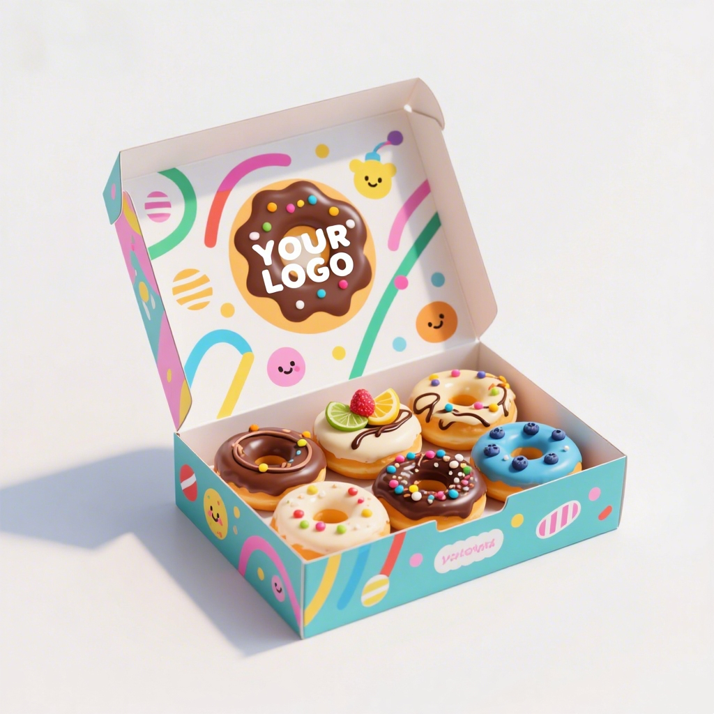 Custom Food Boxes - Paper Donut Packaging with Logo