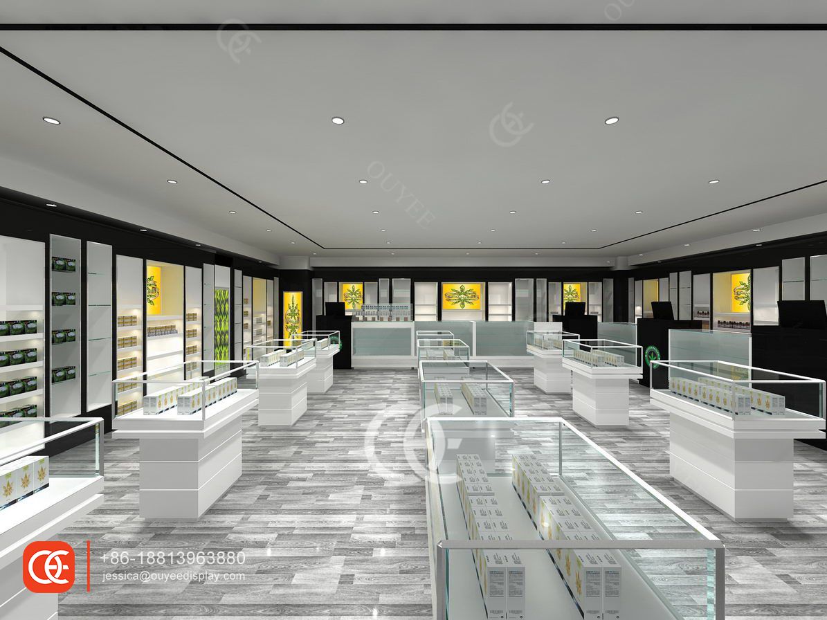 Modern Smoke Shop Design Glass Tobacco Display Showcase