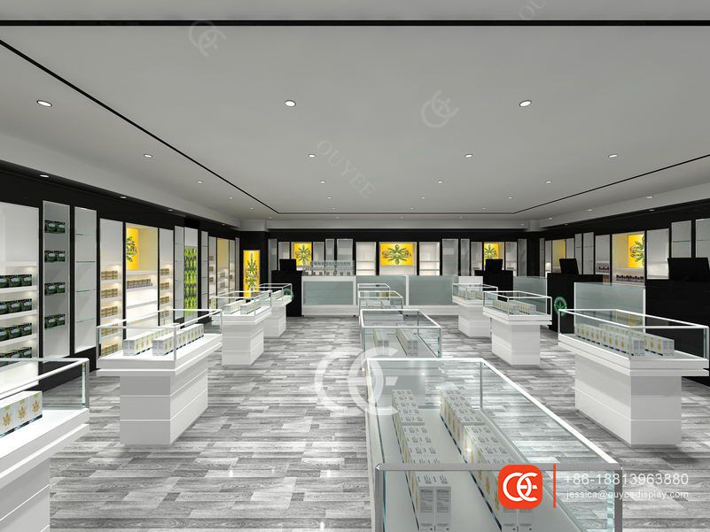 Modern Smoke Shop Design Glass Tobacco Display Showcase