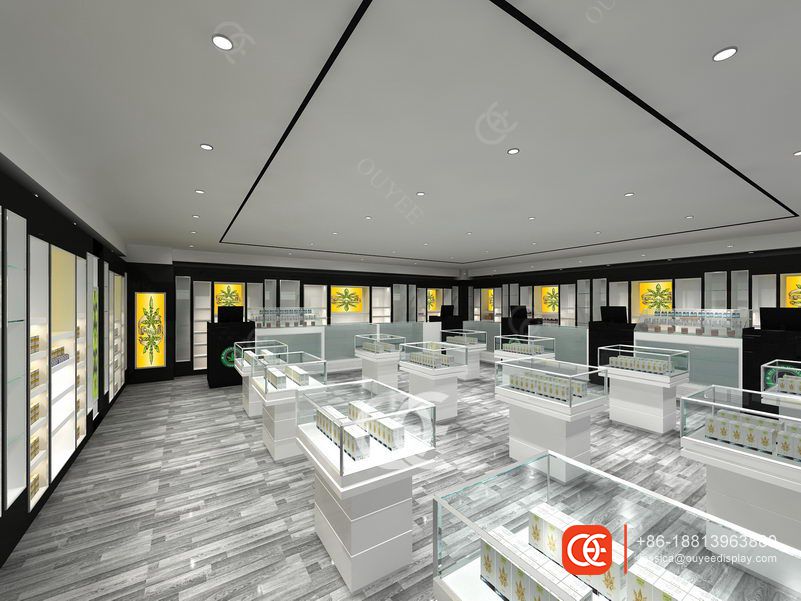 Modern Smoke Shop Design Glass Tobacco Display Showcase