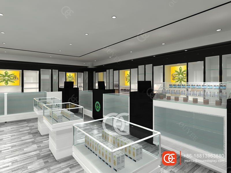 Modern Smoke Shop Design Glass Tobacco Display Showcase