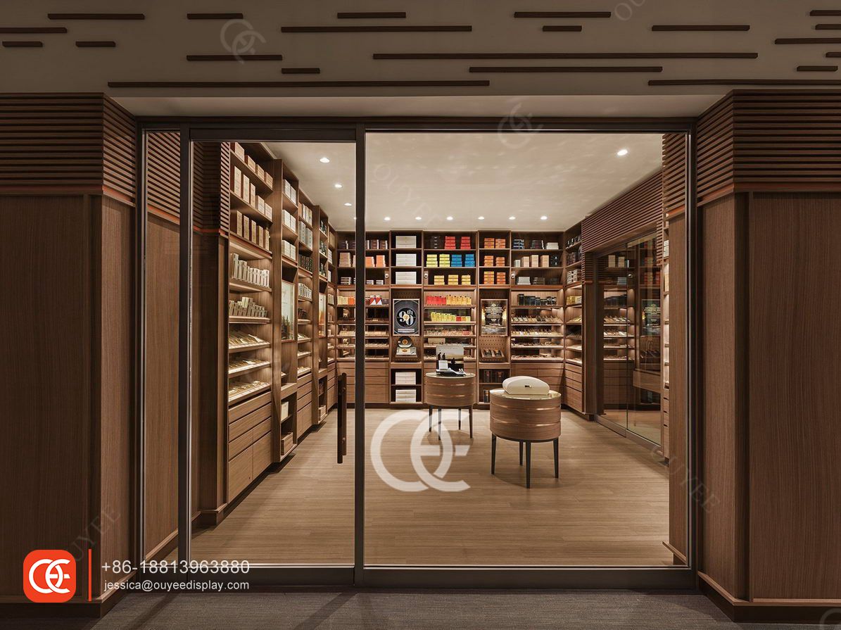 Wooden Cigar Cabinet Cigar Shop Display Design Cigarette Stand