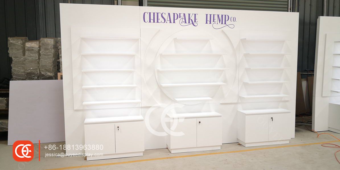 Customized Cigarette Shelving Wooden Smoke Shop Shelves