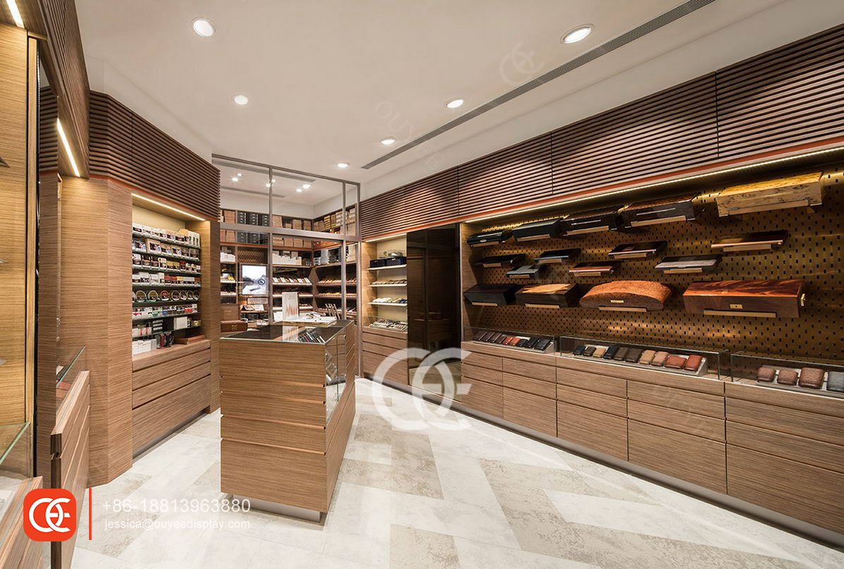 Commercial Cigar Display Case Wooden Showcase Cabinet