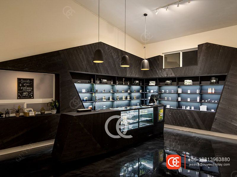 Cannabis Dispensary Design Display Cabinet Showcase Tobacco Rack