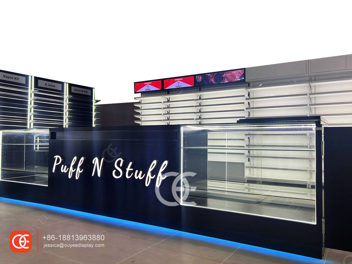 Smoke Shop Counter Tobacco Display Case Cigarette Wall Display