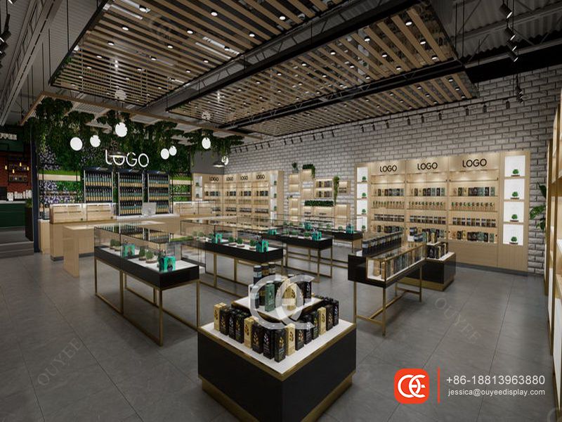 Wooden Dispensary Furniture Cigarette Rack Display Smoke Shop Counter