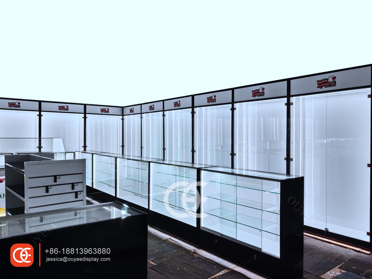 Tall Glass Display Cabinet Dispensary Retail Showcases