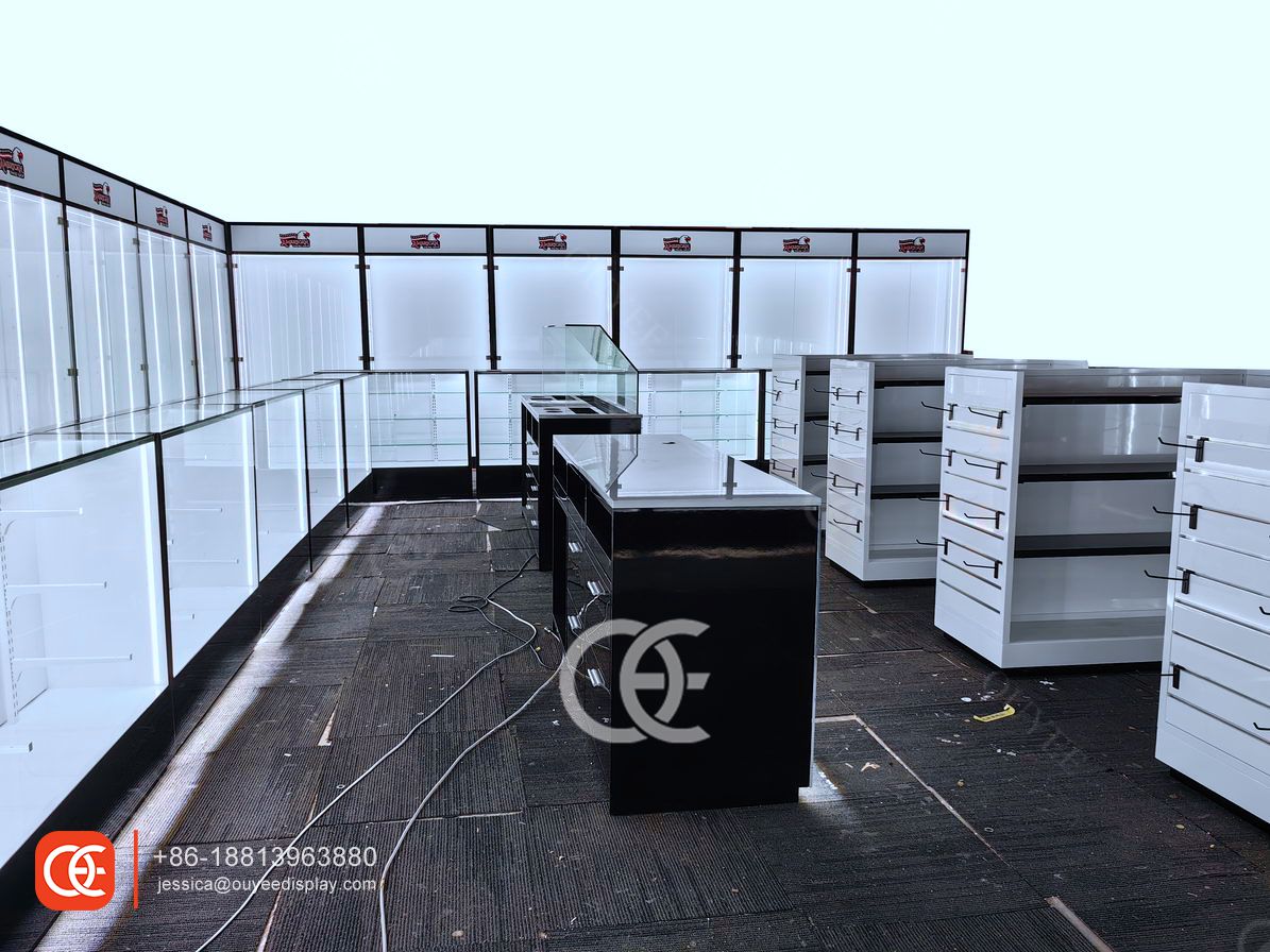 Tall Glass Display Cabinet Dispensary Retail Showcases