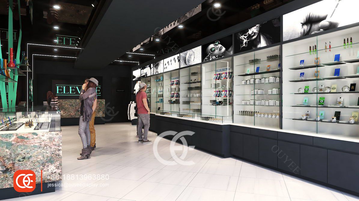 Smoke Shelf Design Large Glass Showcase Cigarette Display Cases