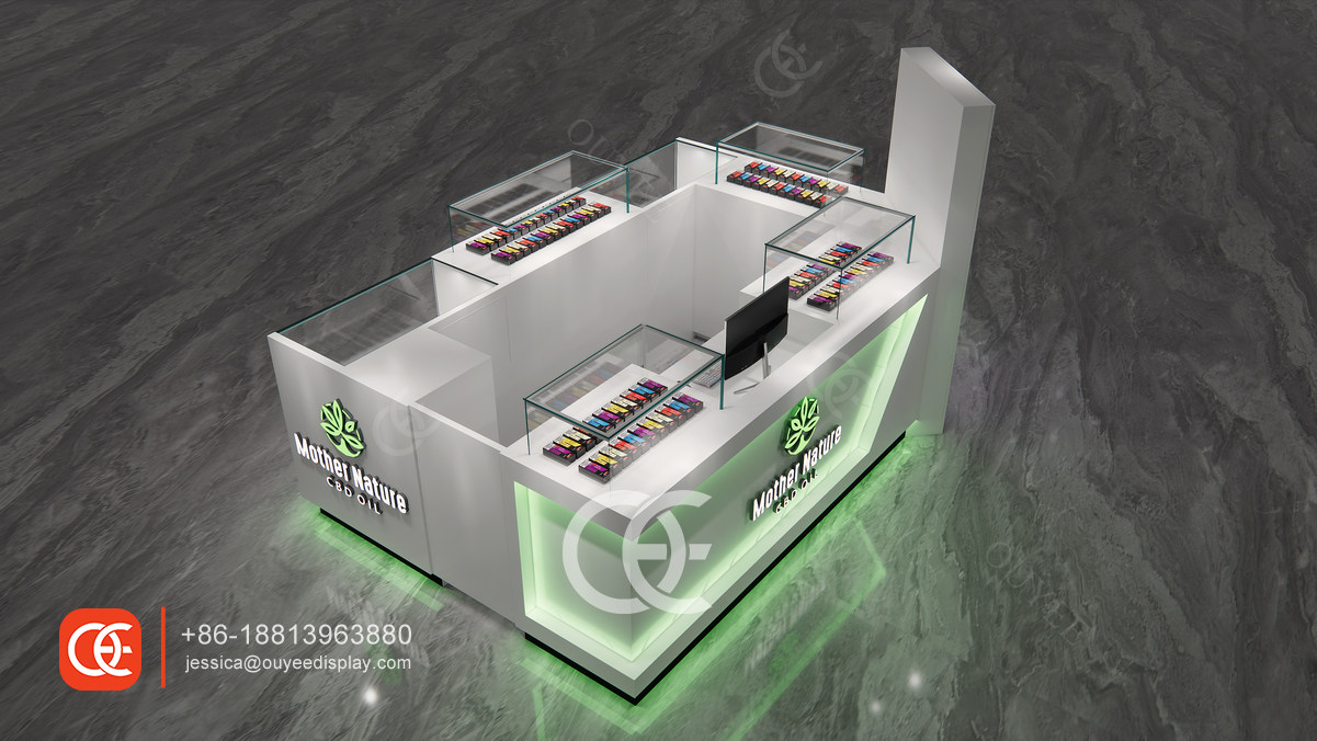Dispensary Kiosk Vape Shop Design Display Cabinet With Lock