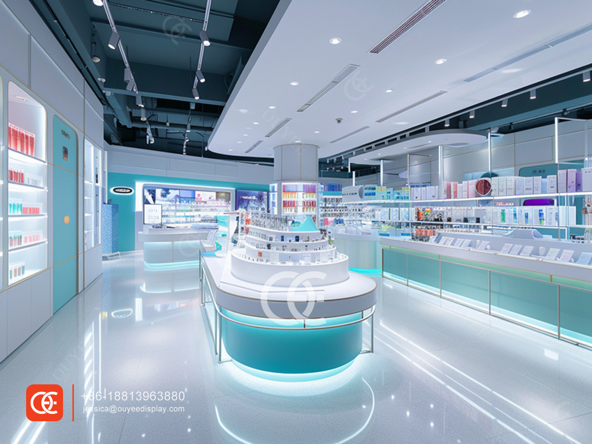 Cosmetic Display Counter Perfumes Stand Hair Shop Interior Design