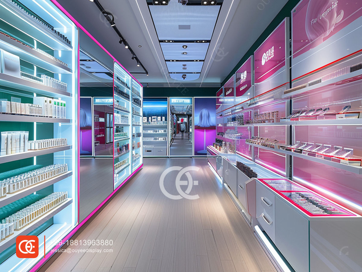 Cosmetic Display Counter Perfumes Stand Hair Shop Interior Design